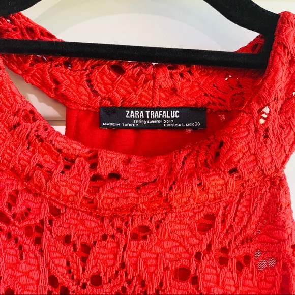Zara | Dresses | Zara Red Lace Bodycon Dress | Poshmark